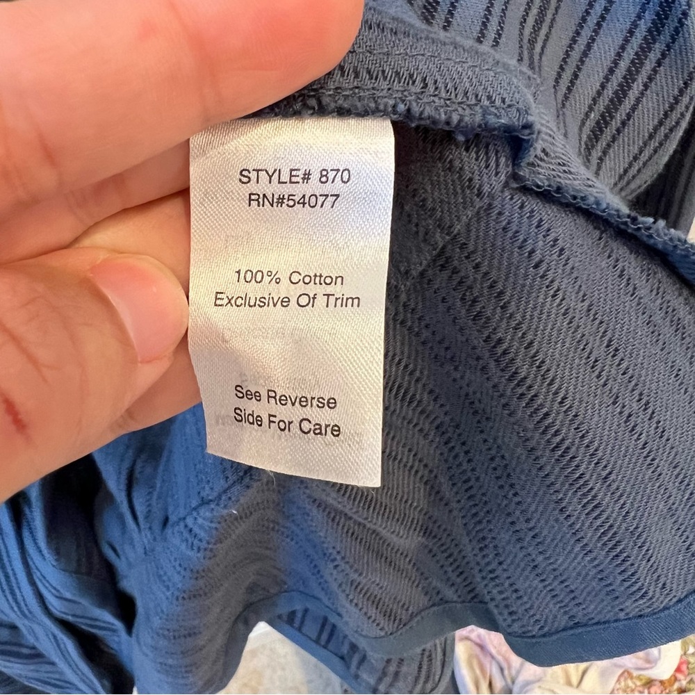 Cabi Blue Striped Open Front Cascade Cardigan Jacket - Gem